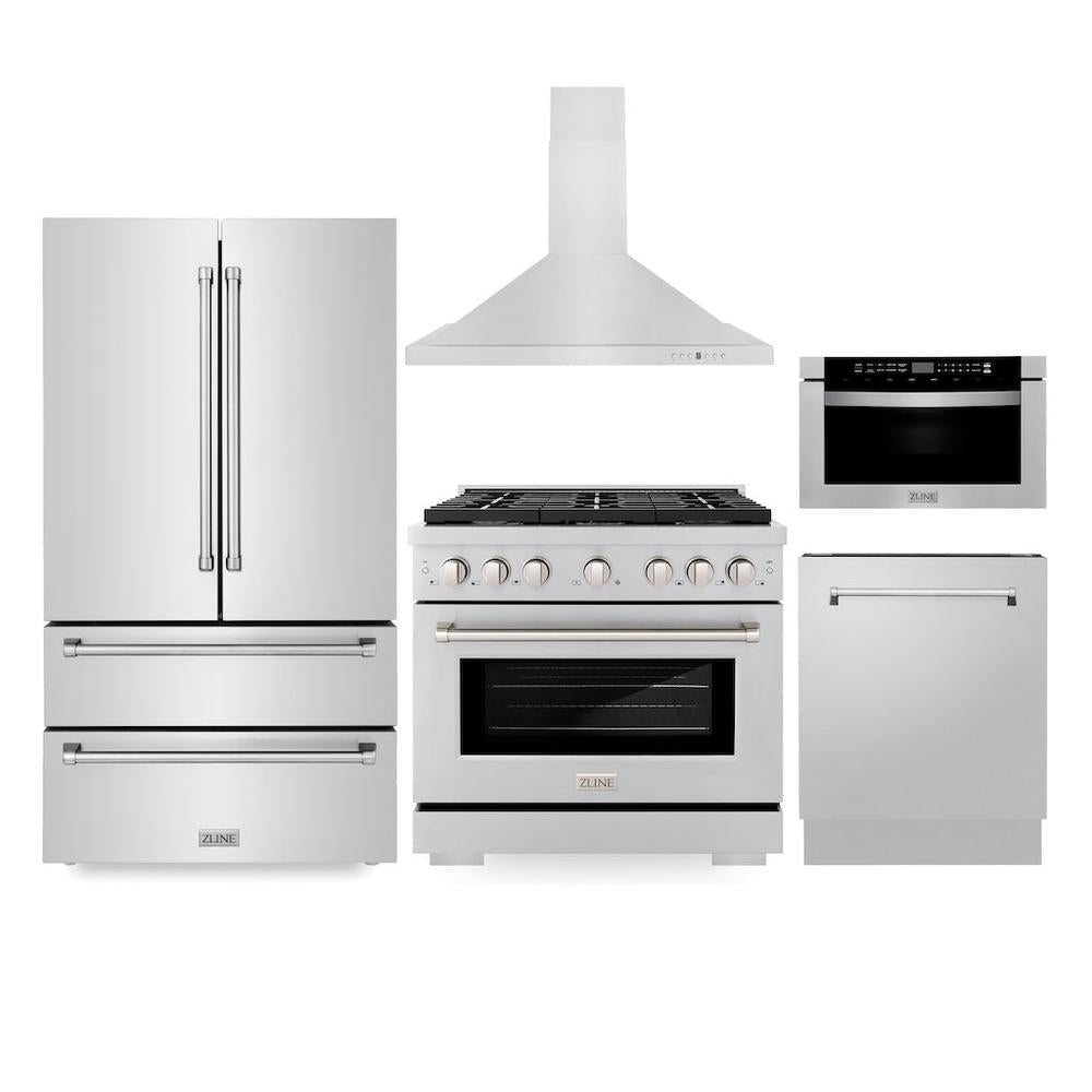 Kitchen Package - 36" Gas Range, Hood, Microwave, Dishwasher, Fridge ...