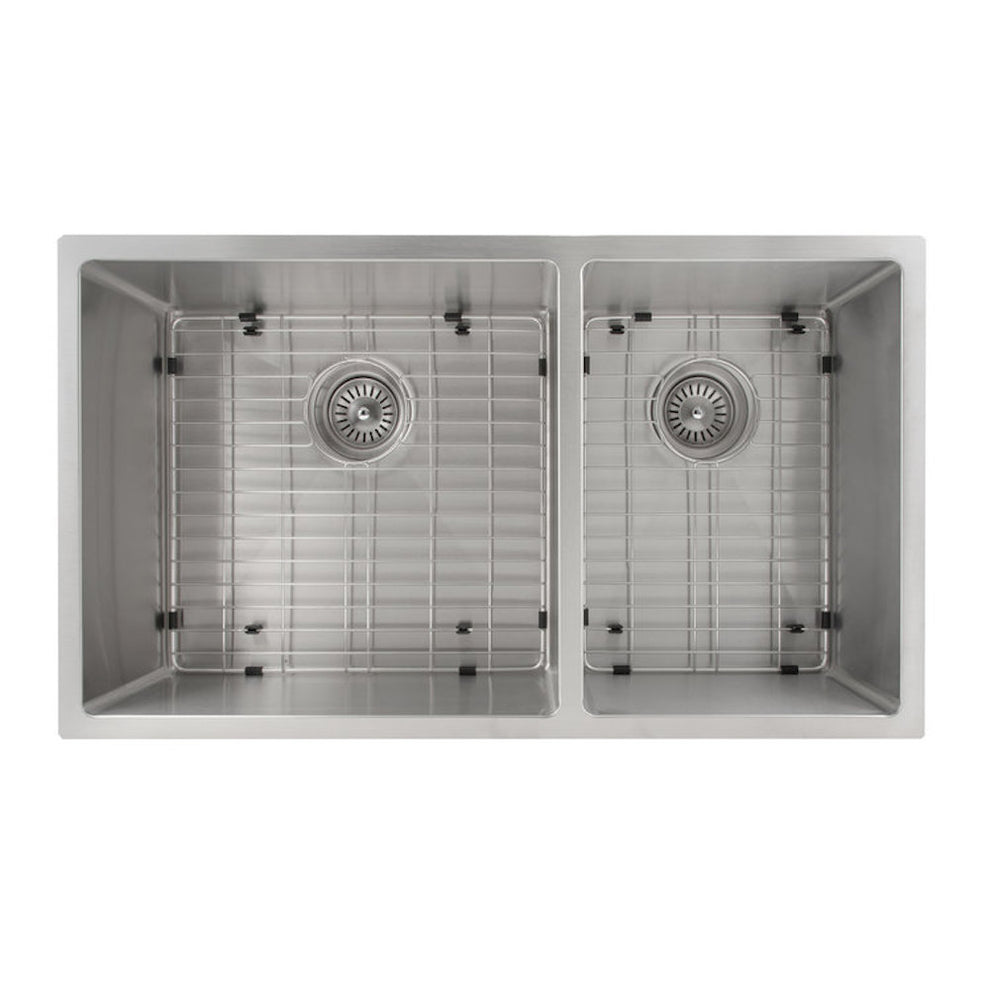 Chamonix 33" Undermount Double Bowl Stainless Steel Kitchen Sink (SR60D ...