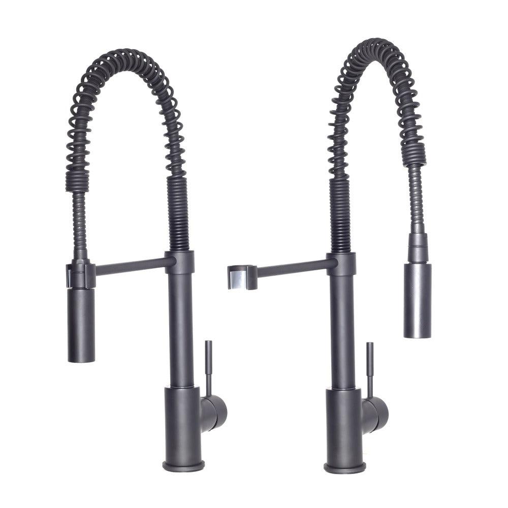 Sierra Pull Down Spring Single Handle Kitchen Faucet in Matte Black ...