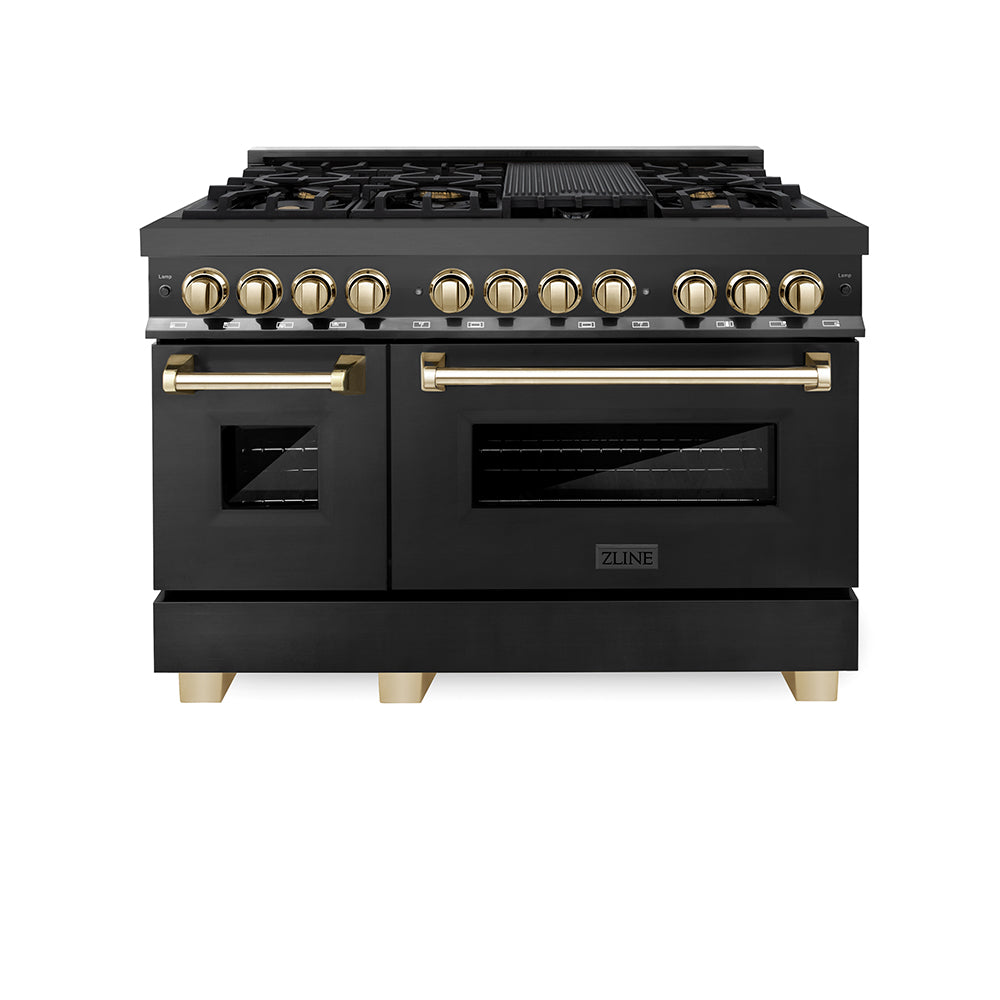 Autograph Edition 48" Legacy Dual Fuel Range in Black Stainless/Gold ...