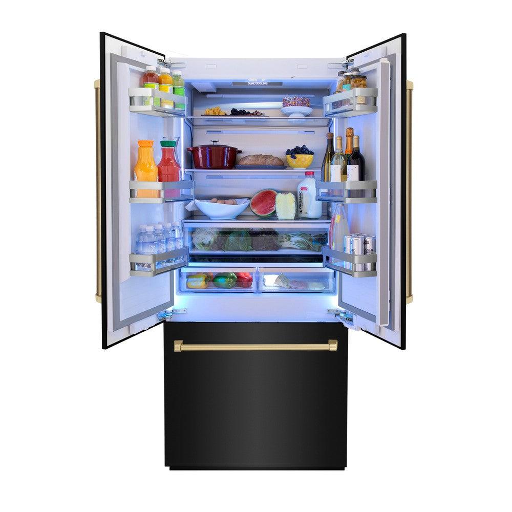 Autograph Edition 36" Black Stainless Refrigerator with Bronze Accents ...