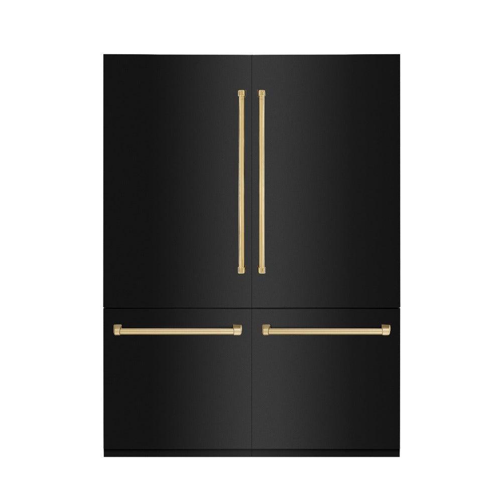 Autograph Edition 60" Black Stainless Refrigerator with Gold Handles ...