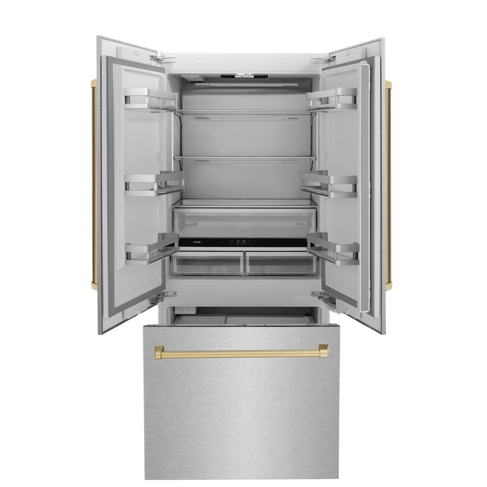 Autograph Edition 36" Refrigerator in Satin Stainless/Bronze Handles ...