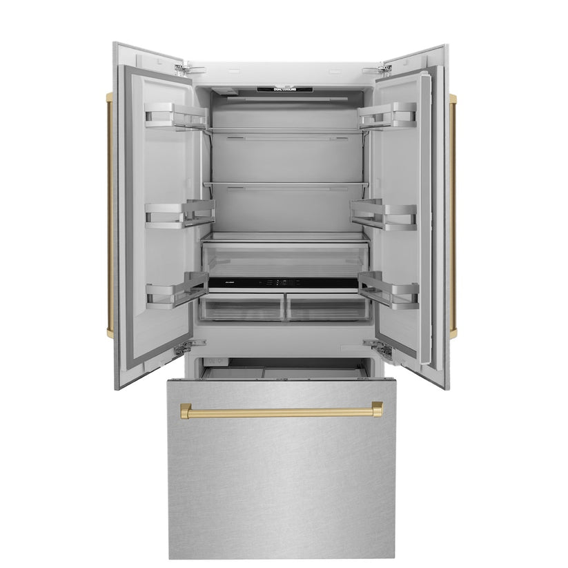 Autograph Edition 36" Refrigerator in Satin Stainless/Bronze Handles ...