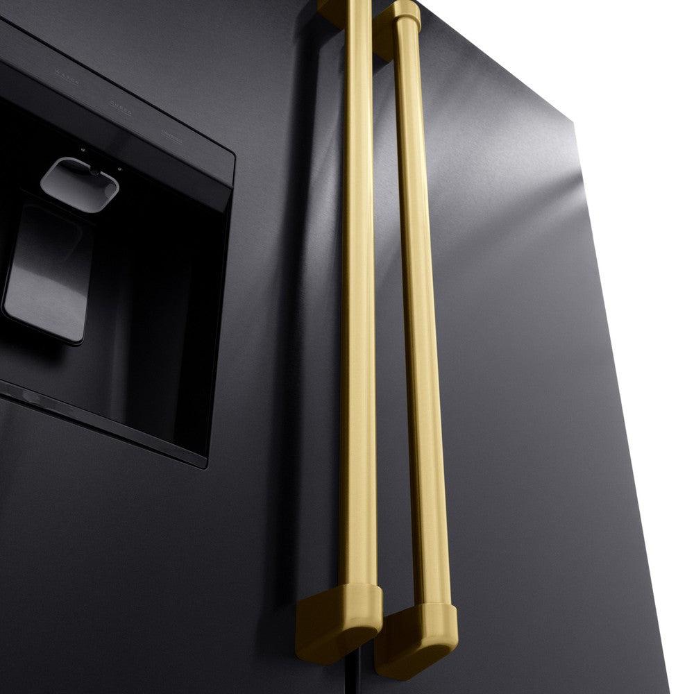 Autograph Edition 36" Standard-Depth Black Stainless Fridge with Bronze ...