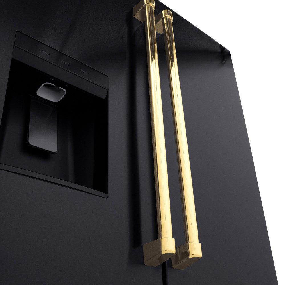 Autograph Edition 36" Standard-Depth Black Stainless Fridge with Gold ...