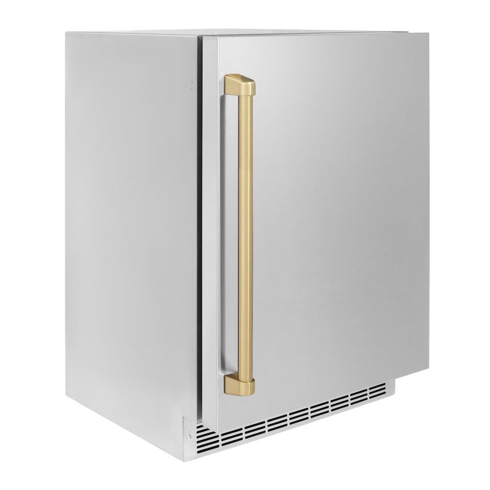 Autograph Edition 24" Solid Steel Beverage Fridge with Bronze Handle ...