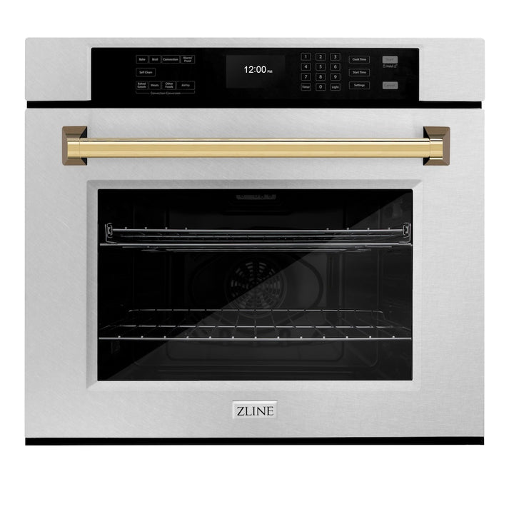 Autograph Edition 30" Wall Oven in Satin Stainless/Gold Handle (WASSZ ...
