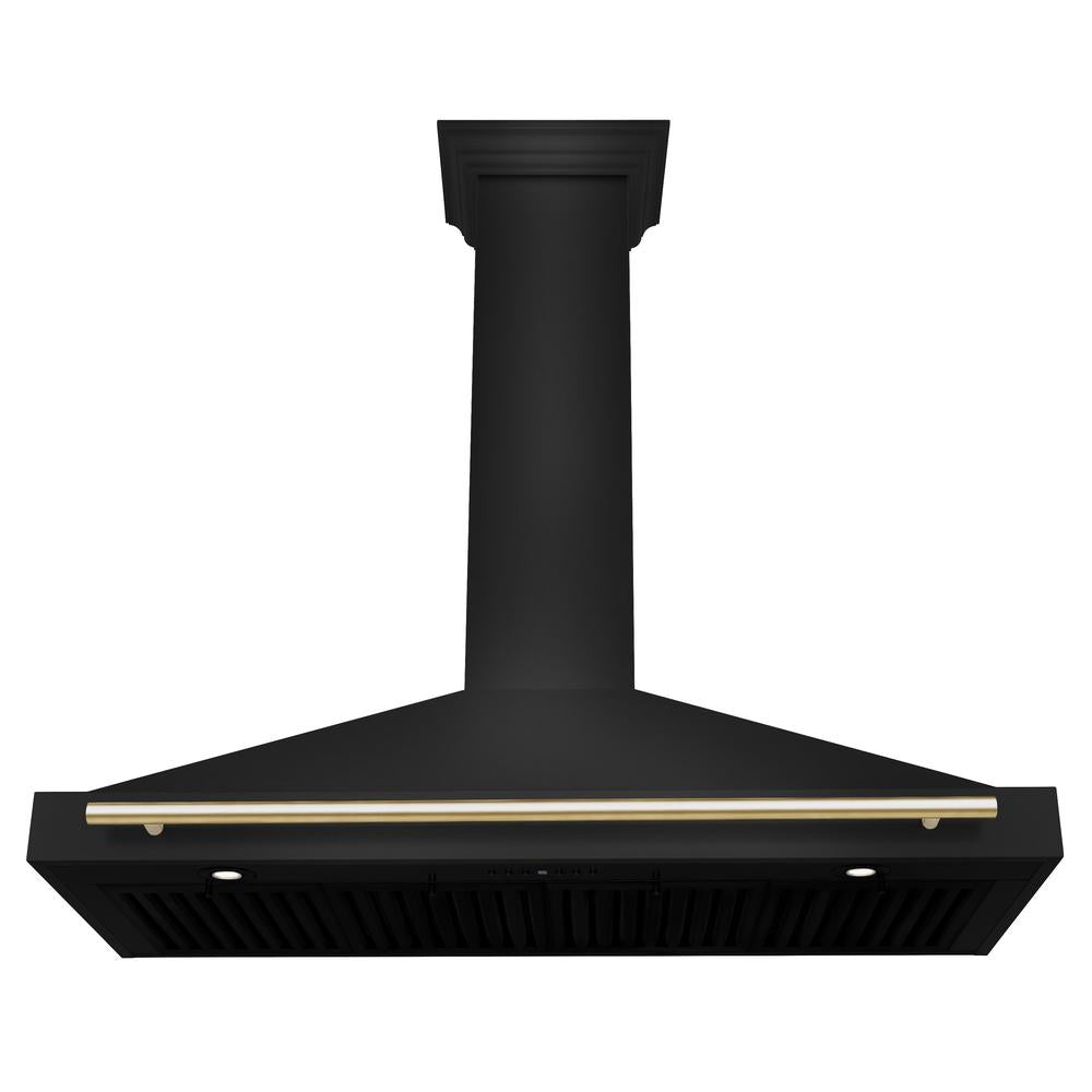 Autograph Edition 48" Black Stainless Range Hood With Gold Handle ...