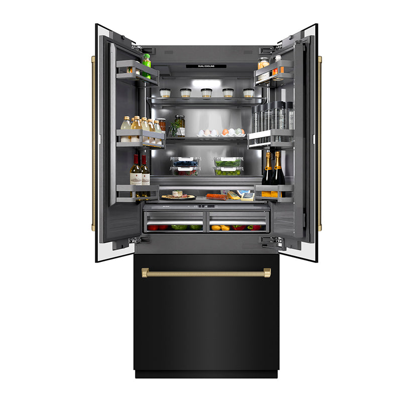Autograph Edition 36" Refrigerator in Black Stainless/Gray Interior ...