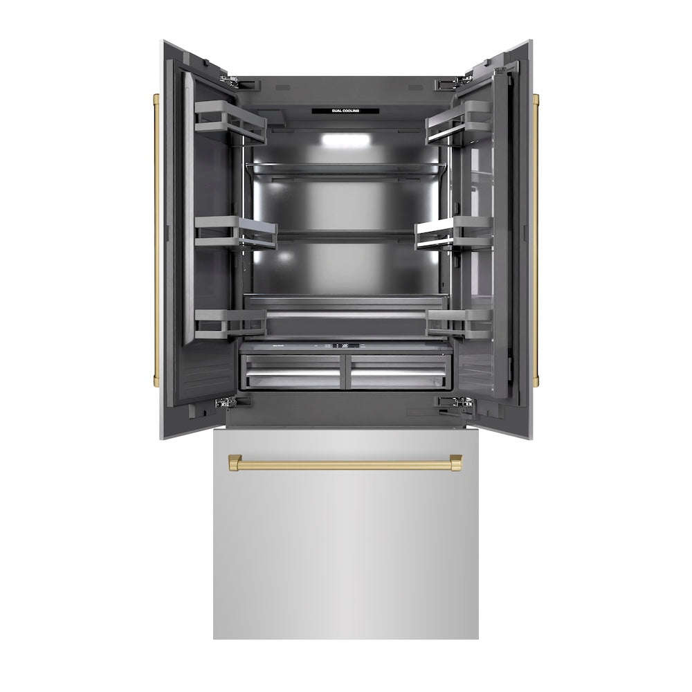 Autograph Edition 36" Refrigerator with Gray Interior/Bronze Handles ...