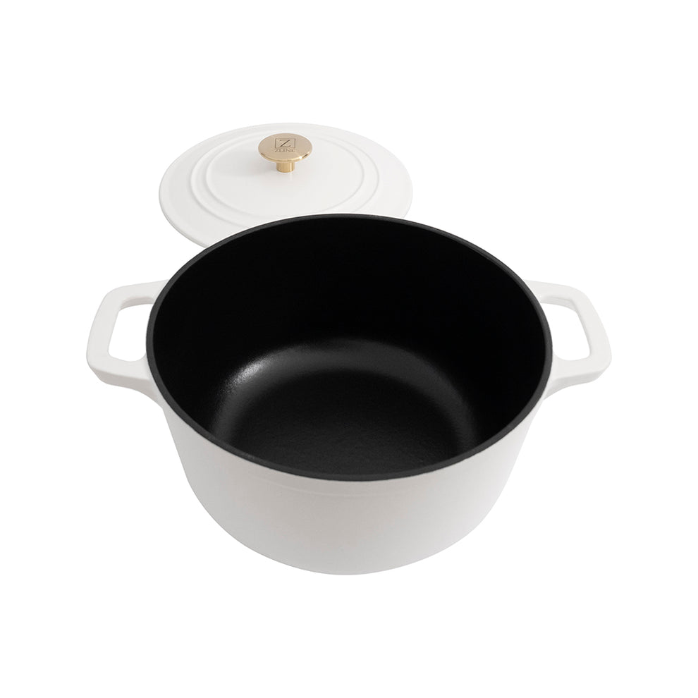 5-Piece Enameled Cast Iron Cookware Set in White Matte (CWSETS-WM-5 ...
