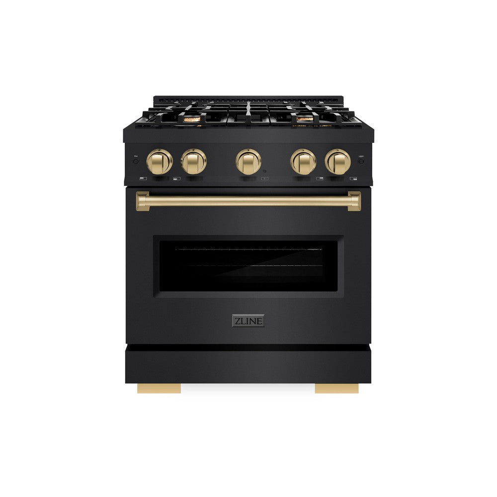 Autograph Edition 30" Classic Gas Range in Black Stainless/Bronze ...
