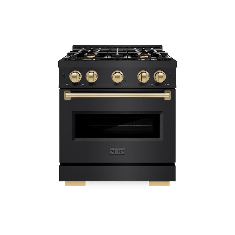 Autograph Edition 30" Classic Gas Range in Black Stainless/Bronze ...