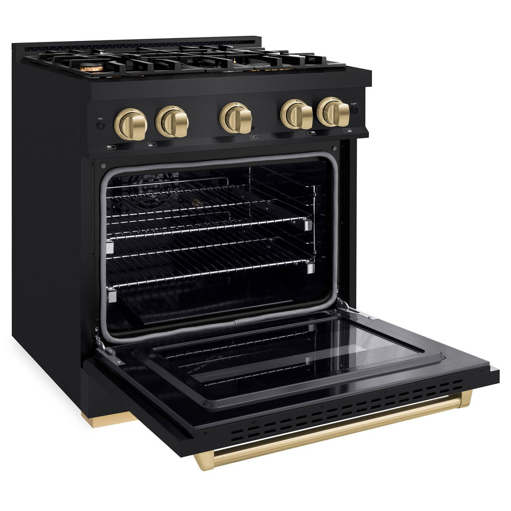 Autograph Edition 30" Classic Gas Range in Black Stainless/Bronze ...