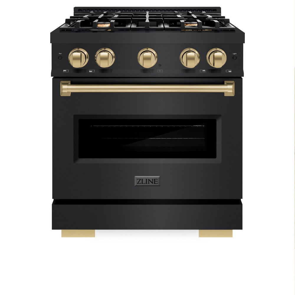 Autograph Edition 30" Classic Dual Fuel Range in Black Stainless/Bronze ...