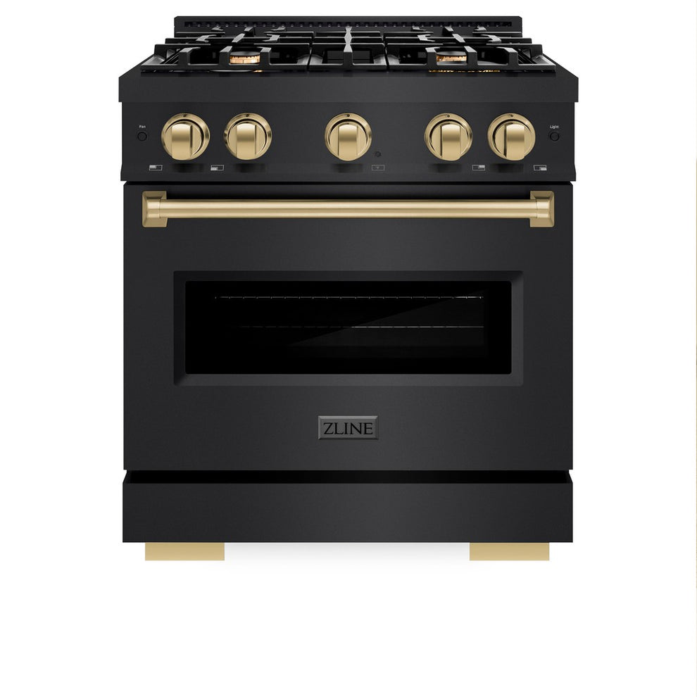 Autograph Edition 30" Classic Dual Fuel Range in Black Stainless/Bronze ...