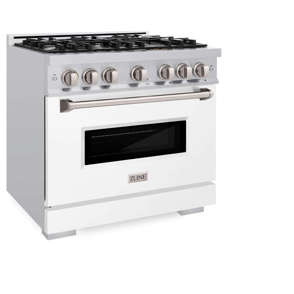 ZLINE 36" Classic Dual Fuel Range with White Matte Door (CDR-WM-36 ...