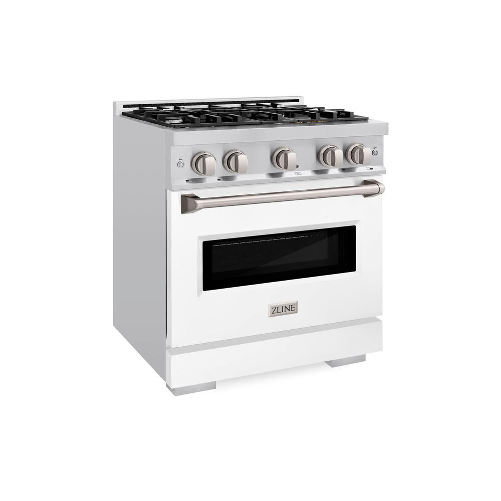 ZLINE 30" Classic Dual Fuel Range with White Matte Door (CDR-WM-30 ...