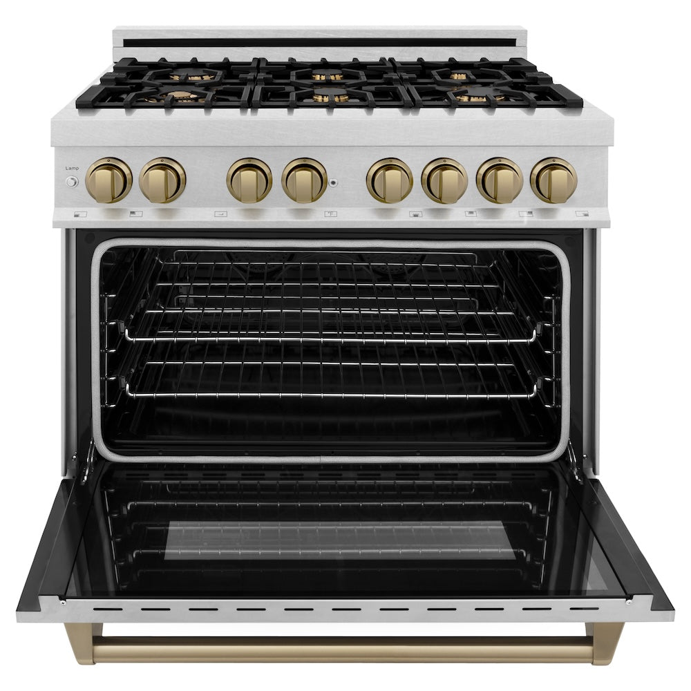 Autograph Edition 36" Legacy Dual Fuel Range in Satin Stainless/Bronze ...
