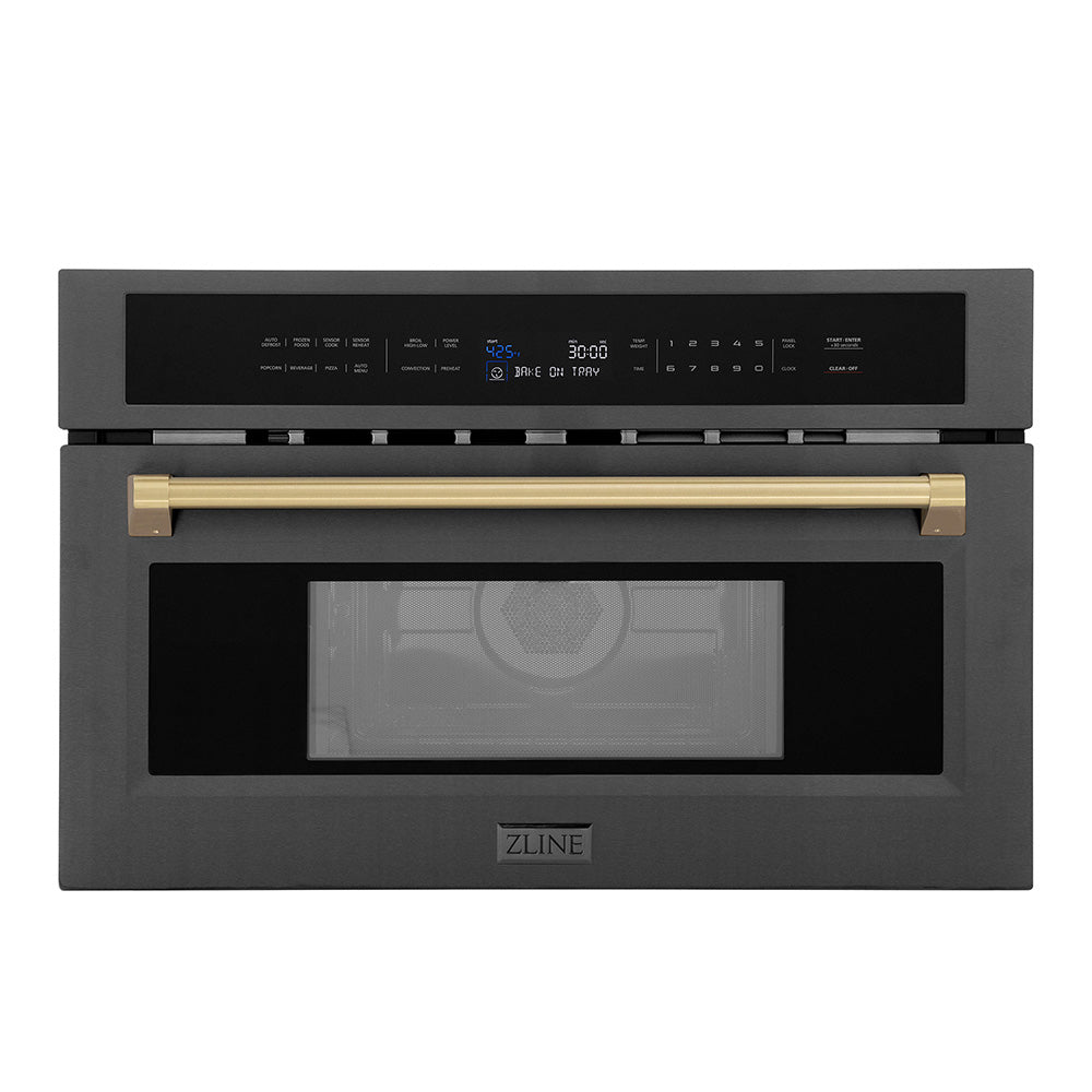 Autograph Edition 30" Black Stainless Microwave Oven with Bronze Handle ...
