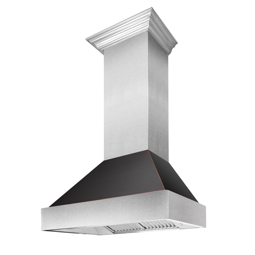 ZLINE 30" Satin Stainless Range Hood with Oil Rubbed Bronze Shell ...