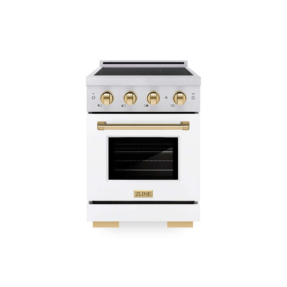 Autograph Edition 24" Induction Range in Satin Stainless/White/Gold ...