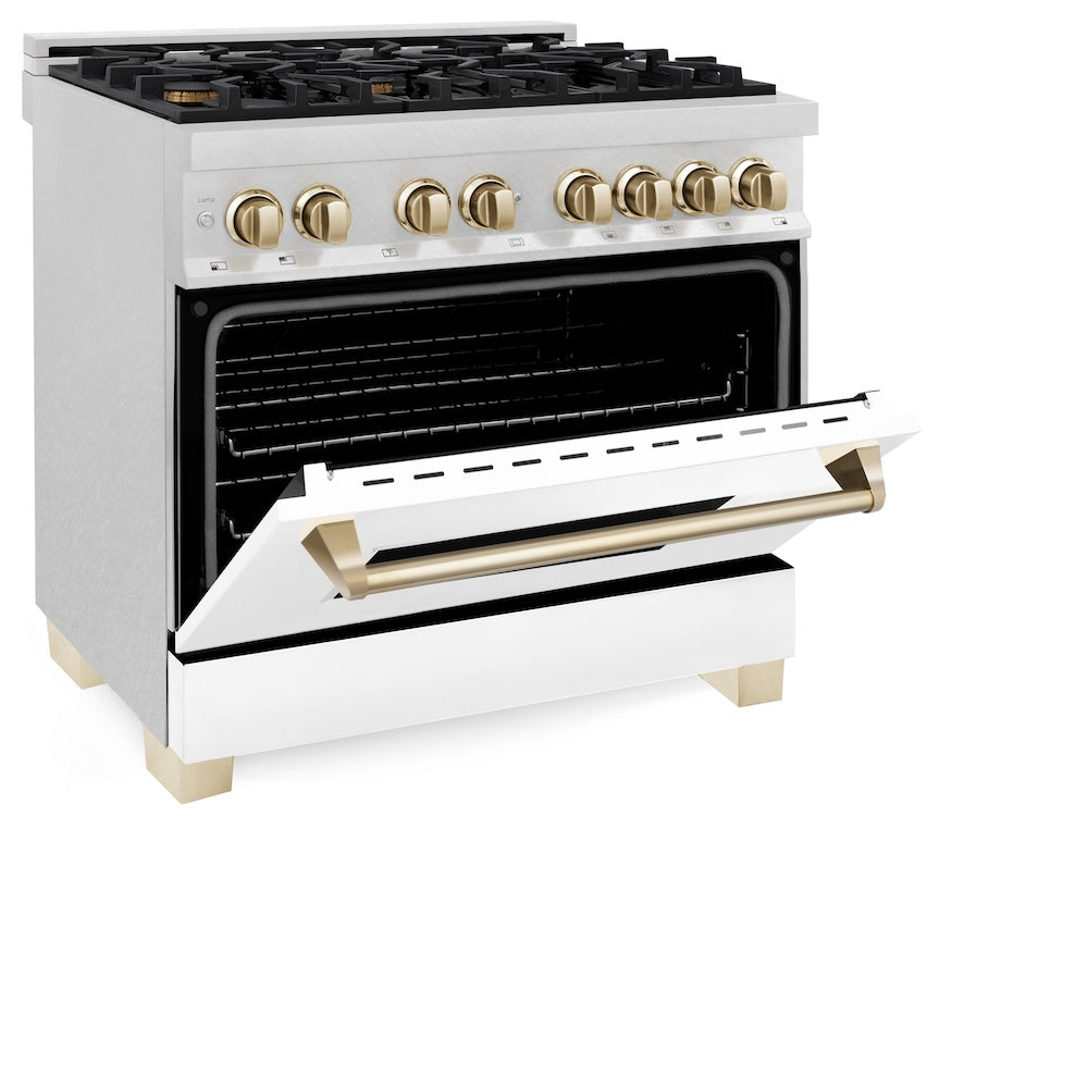 Autograph Edition 36" Legacy Dual Fuel Range in Satin Stainless/White ...