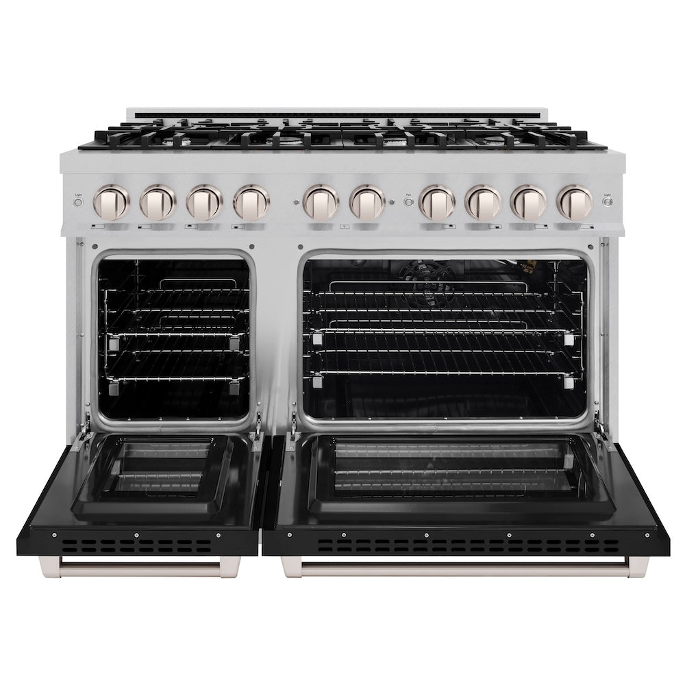 Select 48" Gas Range in Satin Stainless with Black Matte Doors (HGRS ...
