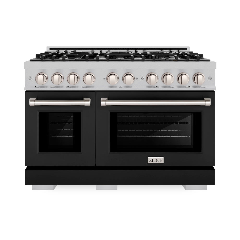 Select 48" Dual Fuel Range in Satin Stainless with Black Matte Doors ...