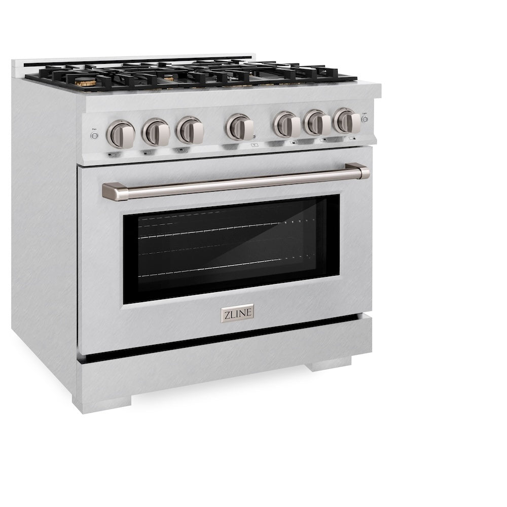 Select 36" Dual Fuel Range in Satin Stainless with Brass Burners (HDRS ...