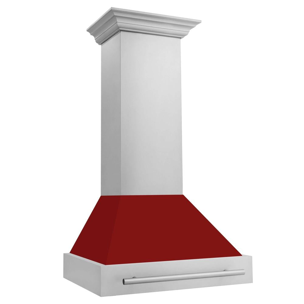 ZLINE 30" Range Hood with Red Gloss Shell and Stainless Steel Handle ...