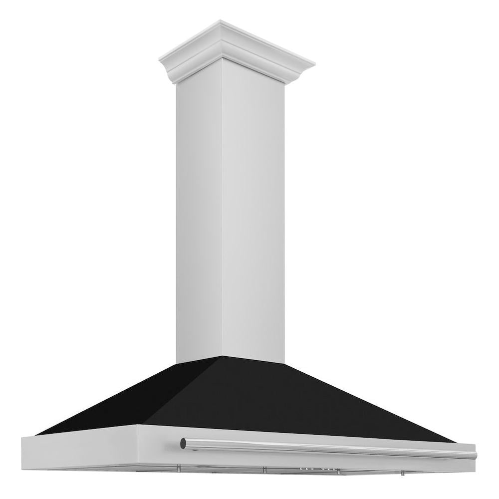 ZLINE 48" Range Hood with Black Matte Shell and Stainless Steel Handle ...