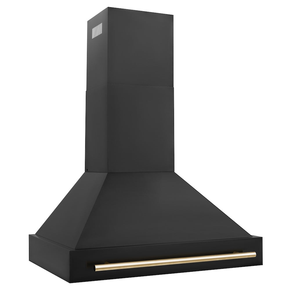 Autograph Edition 36" Black Stainless Range Hood with Gold Handle ...