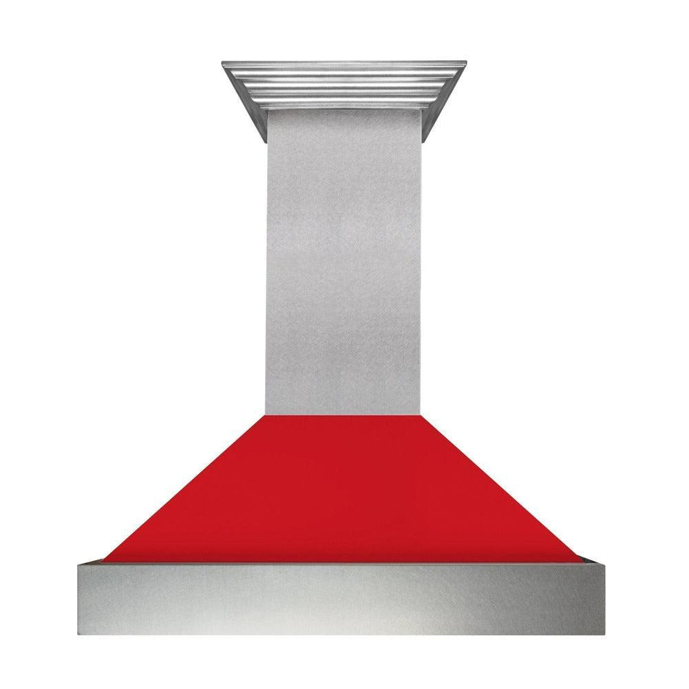 ZLINE 30" Satin Stainless Wall Mount Range Hood with Red Matte Shell ...
