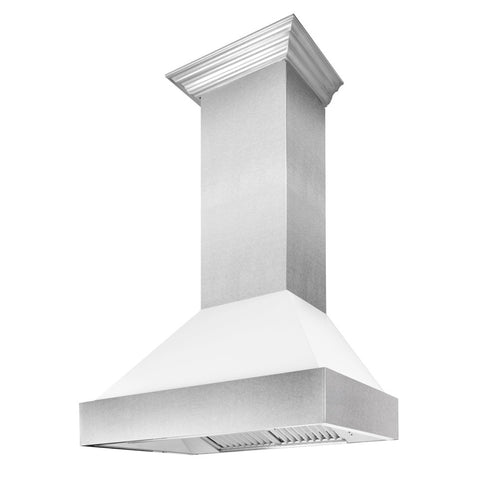 ZLINE 30" Satin Stainless Range Hood with White Shell (8654WM-30 ...