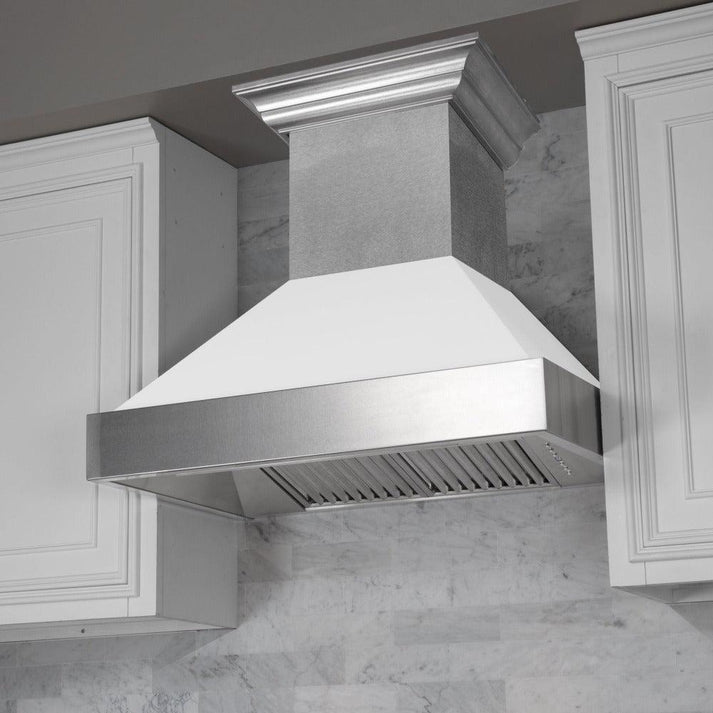 ZLINE 30" Satin Stainless Range Hood with White Shell (8654WM-30 ...