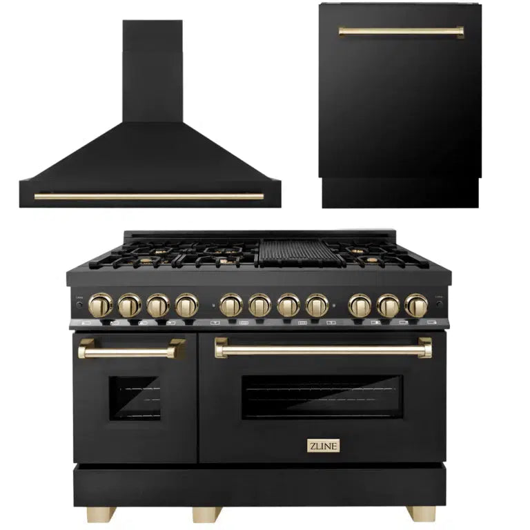 Autograph Edition 48" Black Stainless/Gold Appliance Bundle (3AKP ...