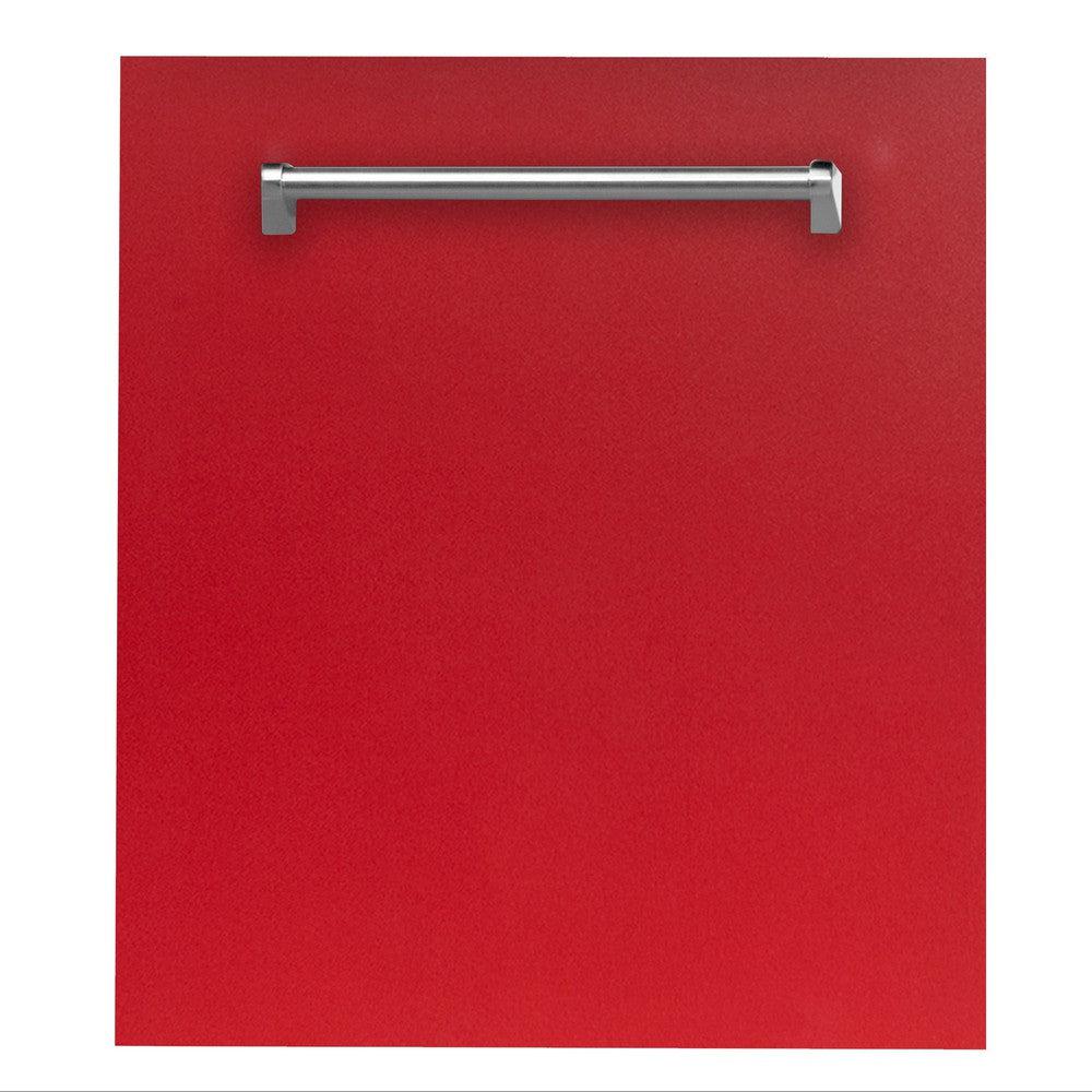 ZLINE 24" Classic Series Red Matte Dishwasher with Traditional Handle ...