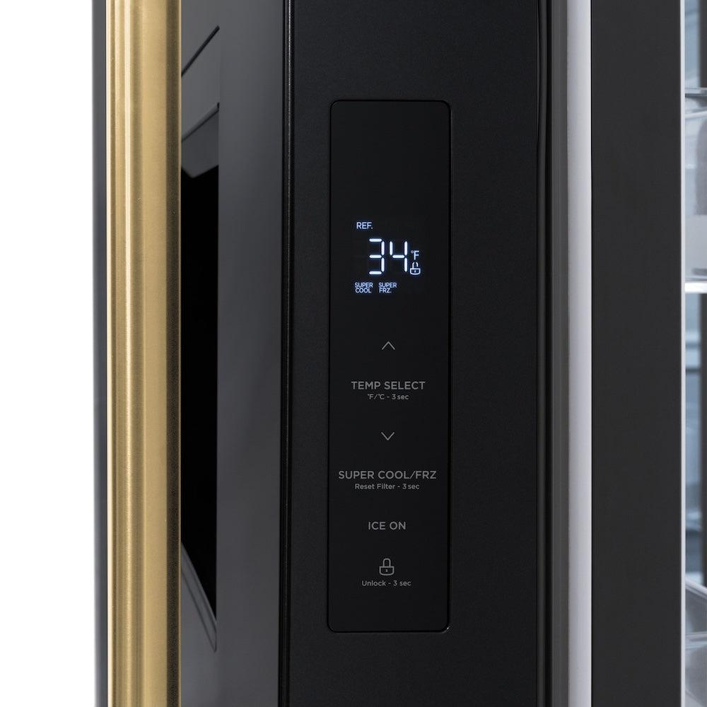 Autograph Edition 36" Standard-Depth Black Stainless Fridge with Gold ...