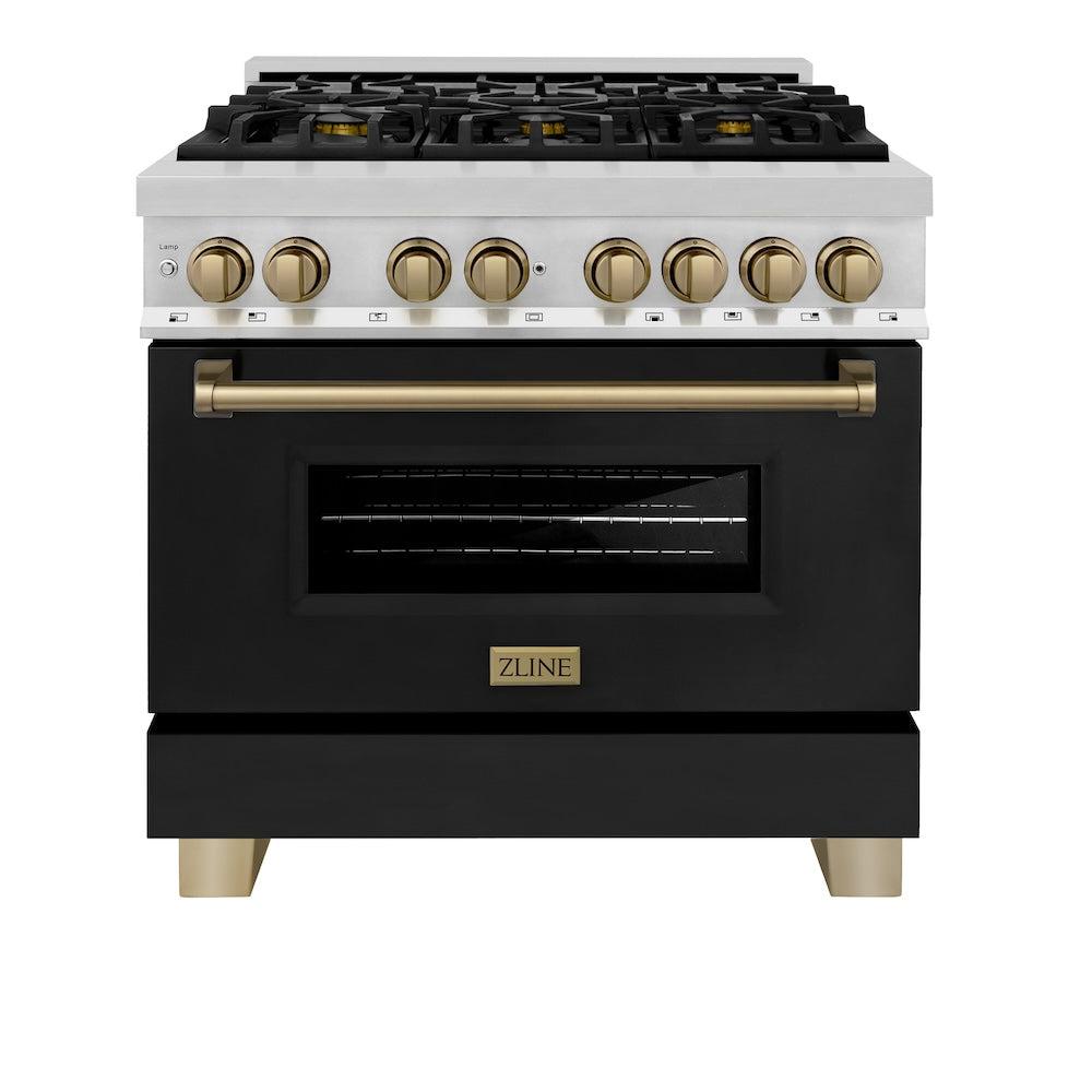 Autograph Edition 36" Legacy Dual Fuel Range in Black Matte/Bronze ...