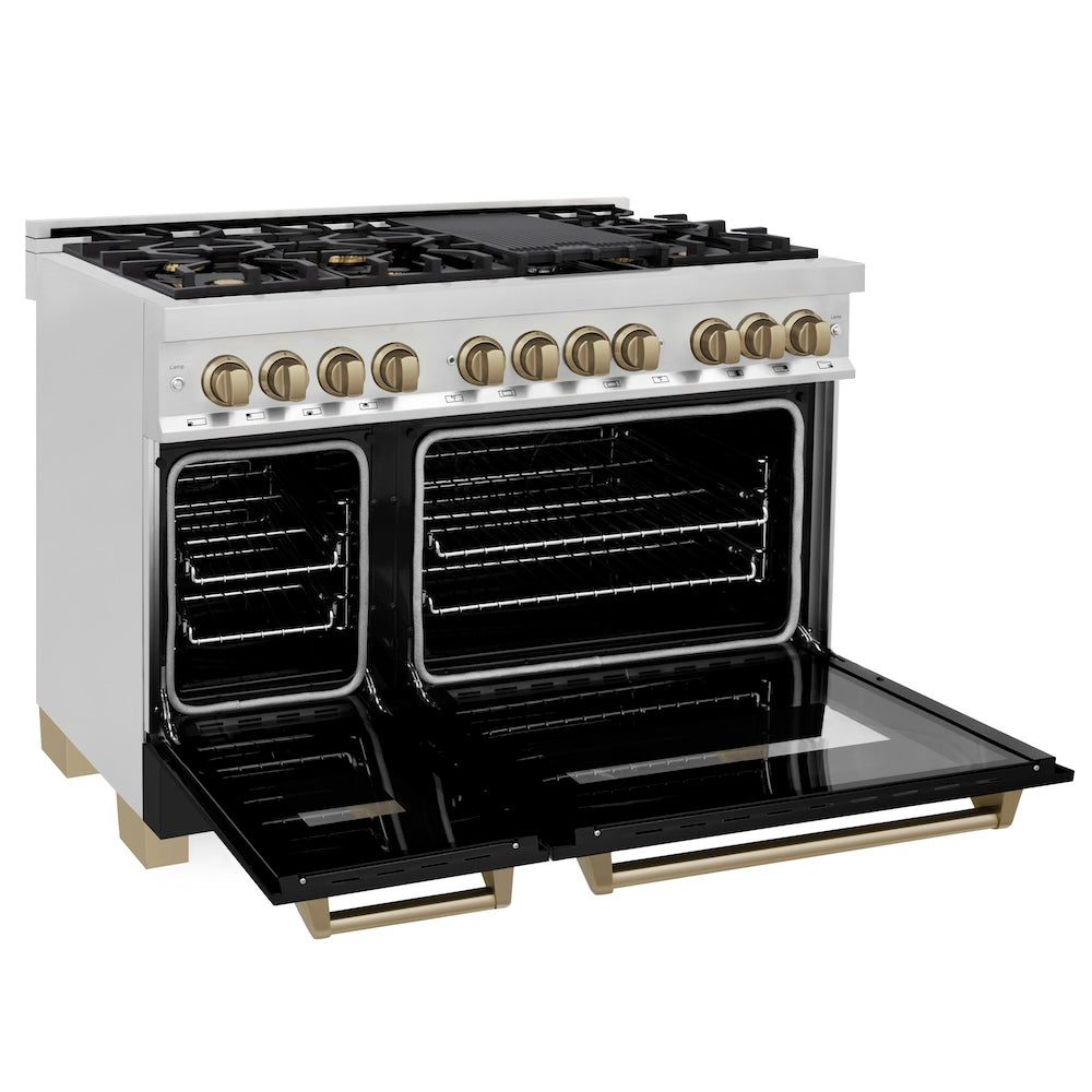 Autograph Edition 48" Legacy Dual Fuel Range with Black Doors/Bronze ...