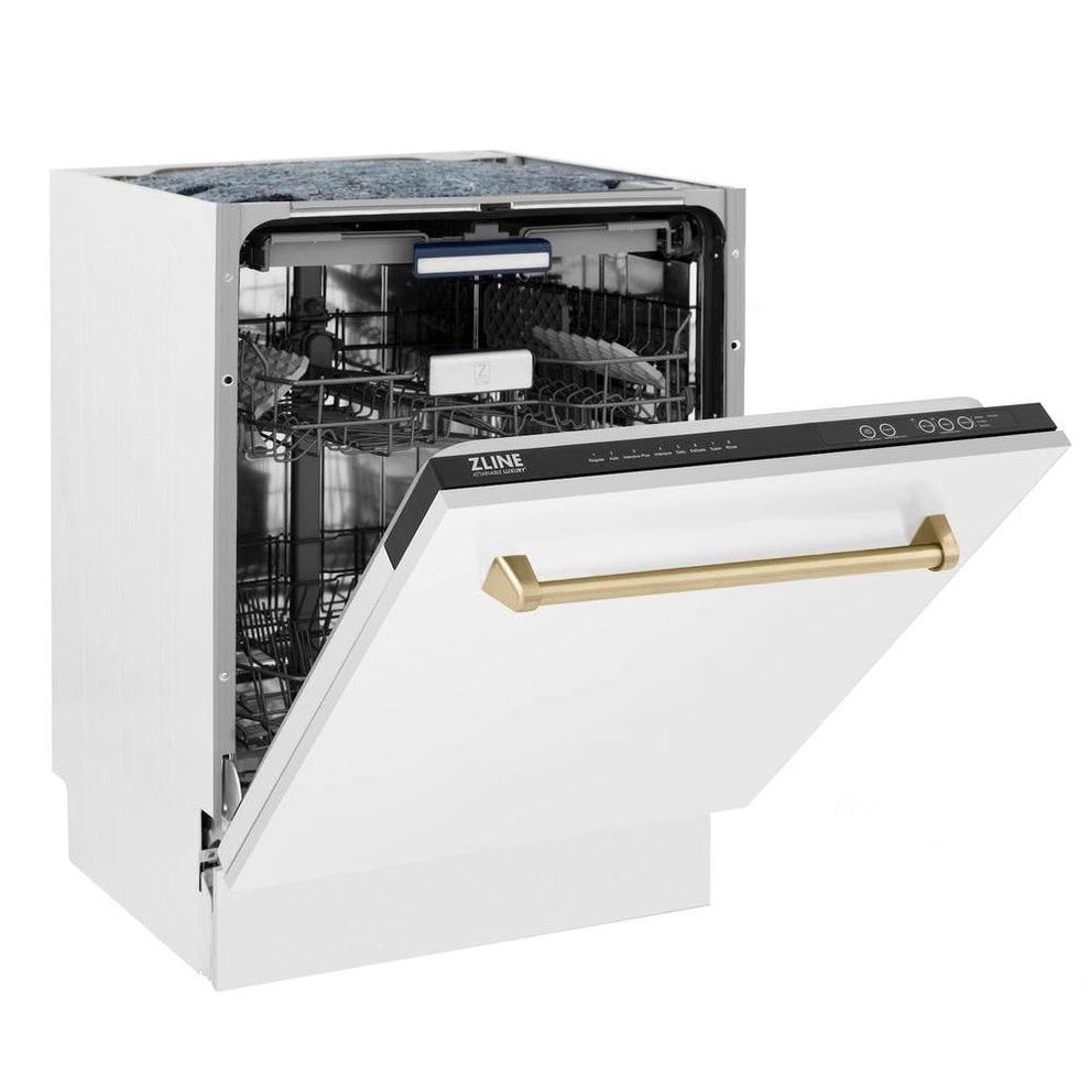 Autograph Edition 24" White Matte Dishwasher with Bronze Handle (DWVZ ...