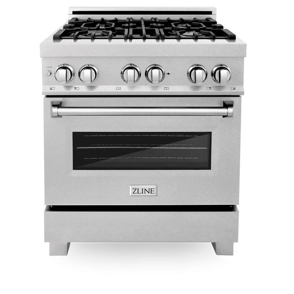 ZLINE 30" Satin Stainless Dual Fuel Range and Range Hood Bundle (2KP ...