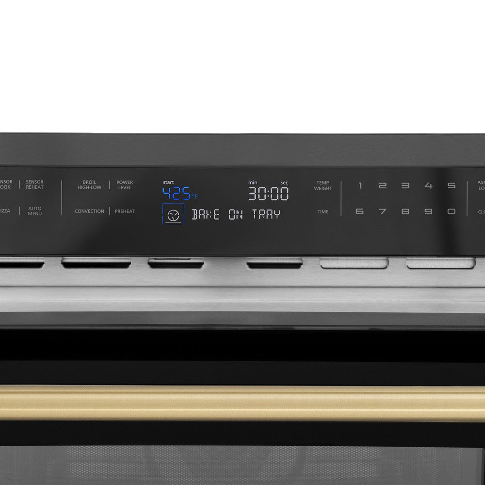 Autograph Edition 24" Black Stainless Microwave Oven with Bronze Handle ...