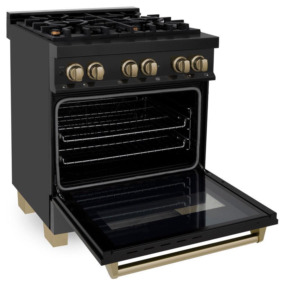 Autograph Edition 30" Legacy Dual Fuel Range in Black Stainless/Bronze ...