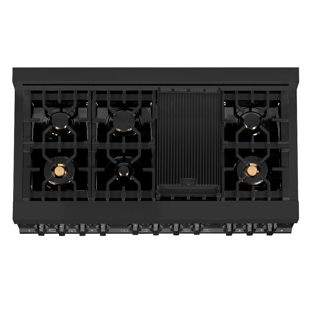 Black Stainless 48" 5-Piece Kitchen Appliance Package (5KPR-RABRH48 ...