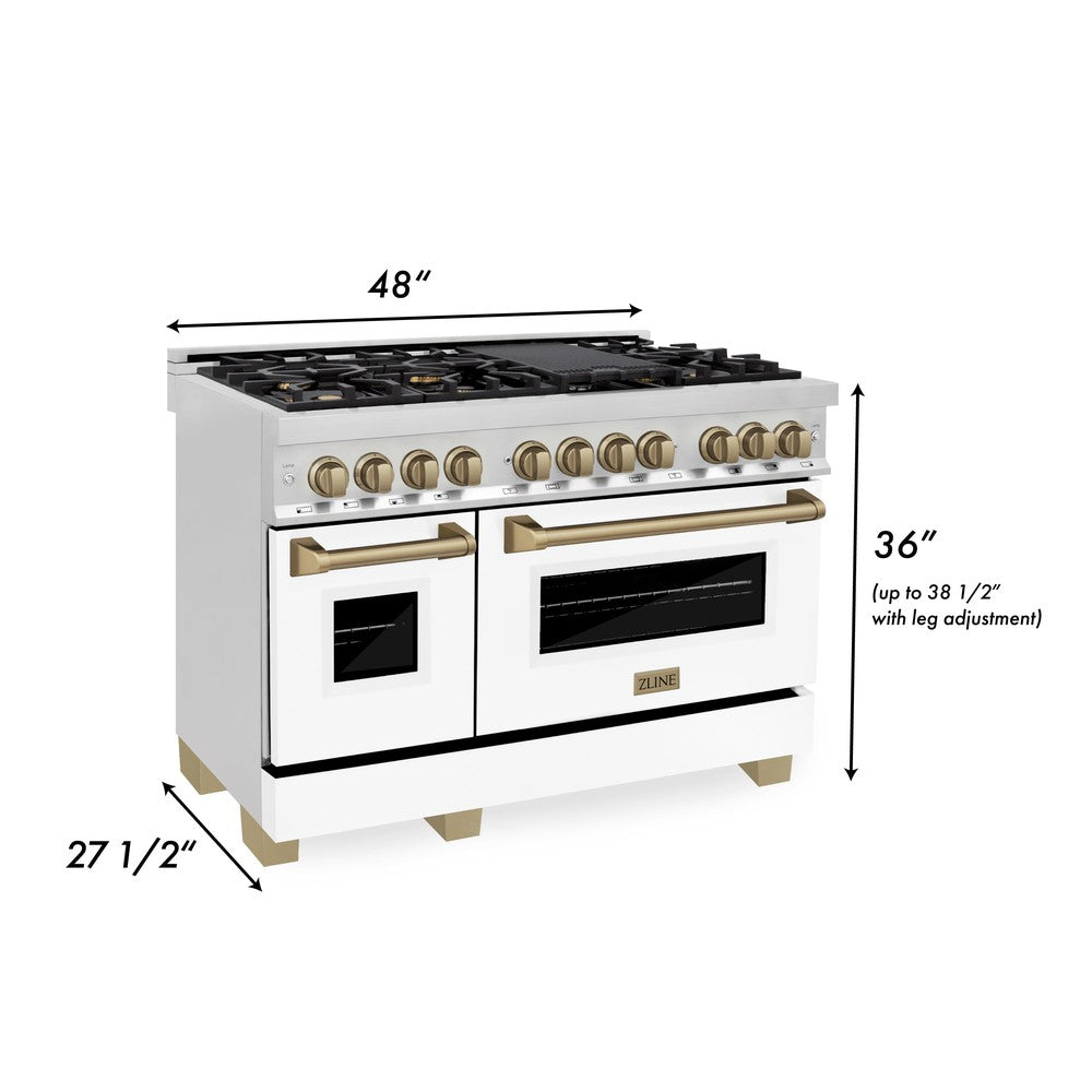 Autograph Edition 48" Legacy Dual Fuel Range with White Doors/Bronze ...