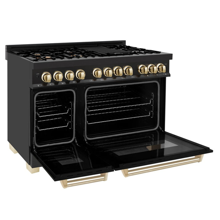 Autograph Edition 48" Legacy Dual Fuel Range in Black Stainless/Gold ...